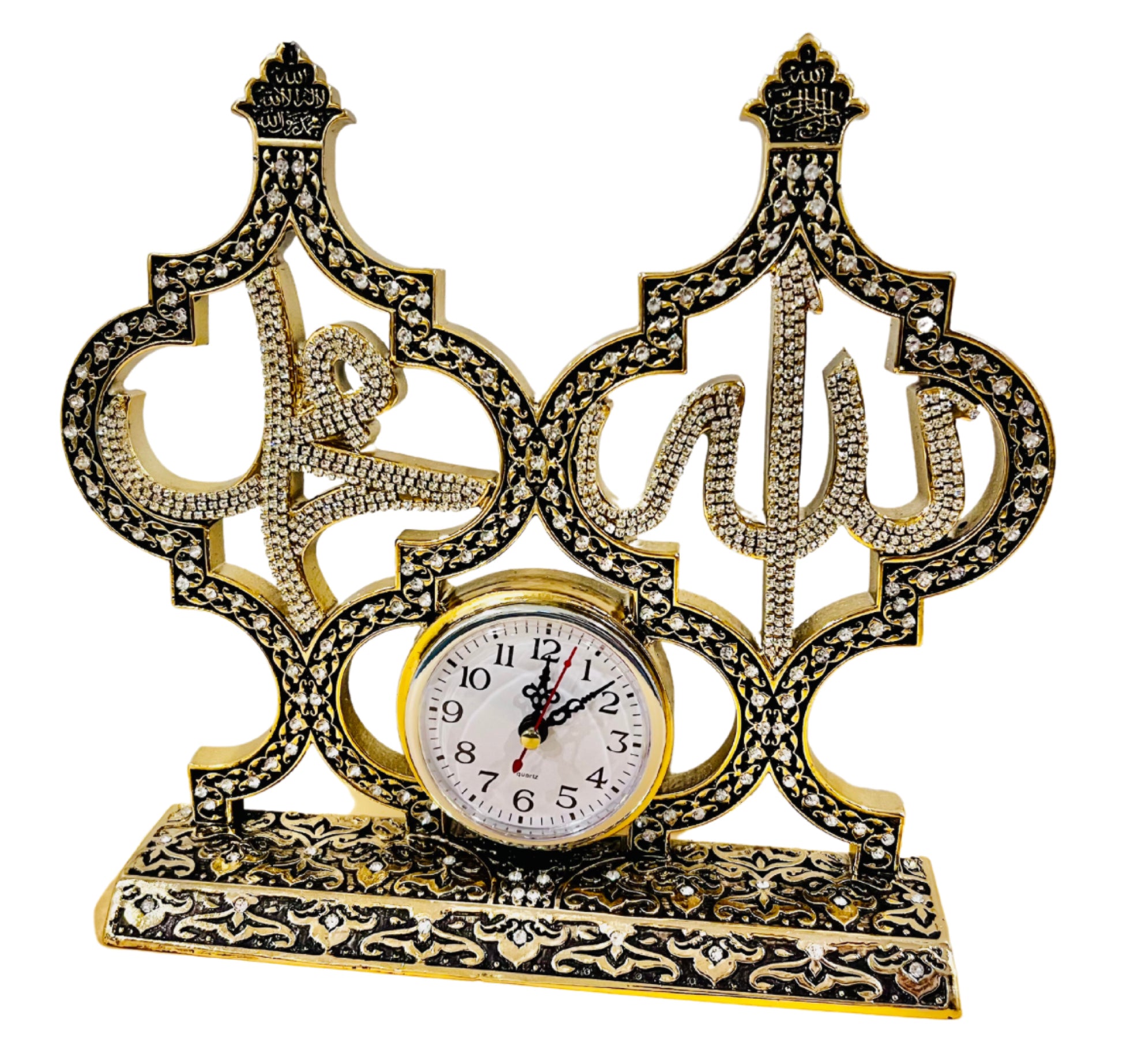 Allah Muhammad Table Clock with Rhinestones, Islamic Turkish Hajj Gift ...